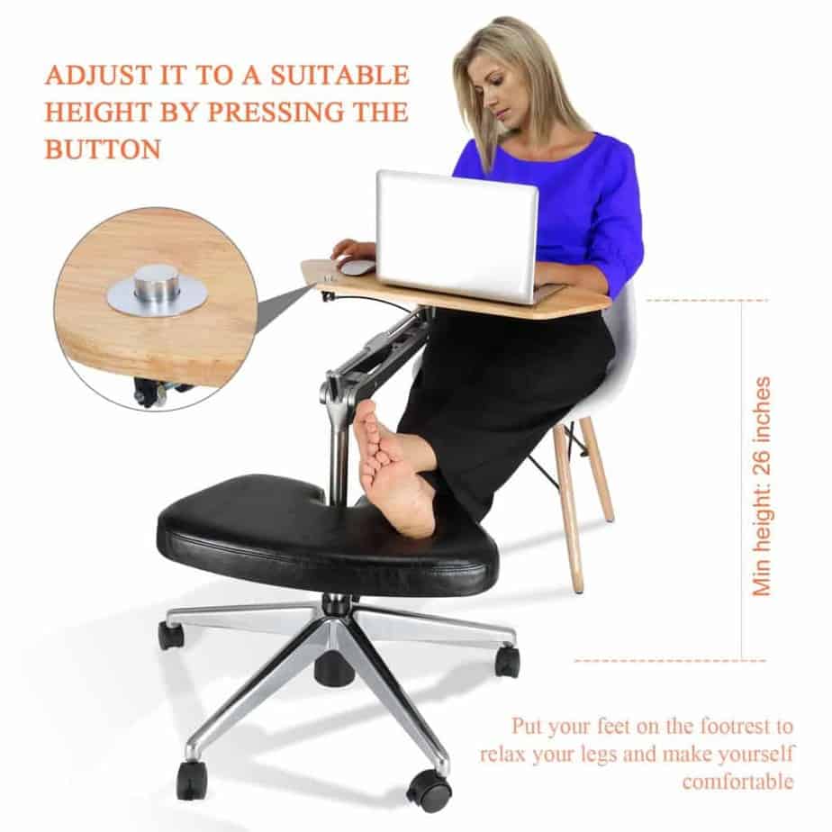 Mobile Laptop Desk with Adjustable Tabletop & Footrest - SPN